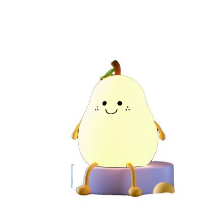 China Portable USB Rechargeable Wireless Color-Changing Pear LED Lamp for Bedroom Night Light for sale