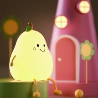 China Portable USB Rechargeable Wireless Color-Changing Pear LED Lamp for Bedroom Night Light for sale