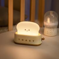 China LED Night Light Toaster Modern Design Timer Adjustable Brightness Rechargeable Power Source Best Gift Women Boys Small Bedroom for sale