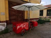 China Fruit Juice Candy Donut Display Bicycle Cart Mobile Food Cart with 2450*930*970mm Size for sale