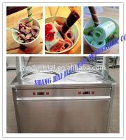 China Ice Cream Silver Double Pan Fried Rolls Machine for Homemade Frozen Delights for sale