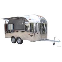 China Airstream BBQ Food Cart Food Truck Trailer Fully Equipped Tow Bar Trailer for Winery for sale