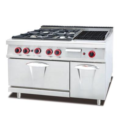 China Upgrade Your Kitchen with This Gas Stove 4 Burners Lava Rock Grills and Bakery Oven for sale