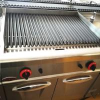 China Commercial Gas Lava Stone Grill with Cabinet and Flame Safety Device in Sliver for sale