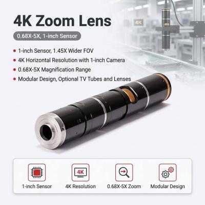 China Supplier 4K Zoom Lens 0.68x-5x 1in Sensor for Semiconductor Electronics Inspection Large FOV Modular MSS-L-4KL for sale