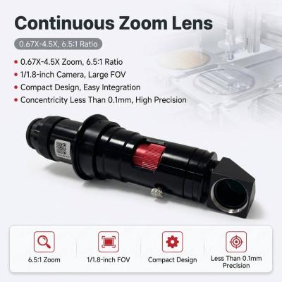 China Supplier 0.67x-4.5x Zoom Lens 6.5:1 1/1.8in for Semiconductor Visual Inspection Large FOV Compact MSS-L-ZJJT01 for sale