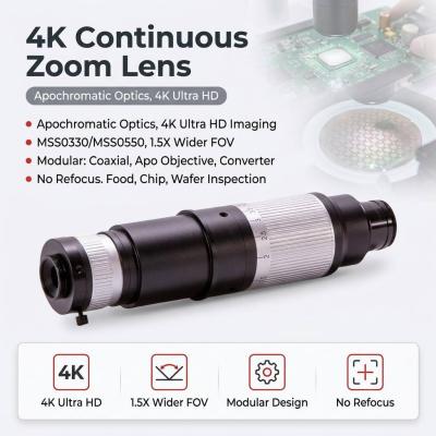 China 4K Zoom Lens 0.3-3.0X Apochromatic for Digital Microscope Food Silicon Wafer Electronics Ultra HD AI Analysis MSS-L-0330 for sale