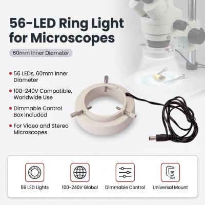 China Supplier 56-LED 60mm Microscope Ring Light 100-240V Dimmable Control Box for Stereo Digital MSS-A-LED56 for sale