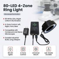 China Supplier 80-LED 4-Zone Ring Light High Brightness for Stereo Digital Microscope White LED Uniform Illumination MSS-A-80L4 for sale