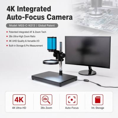 China OEM Factory 4K Manual Focus 8MP Microscope Camera 28x Zoom IP20 Protection /LCD Display 1 Year Warranty for QC CE MSS-C-N313 for sale