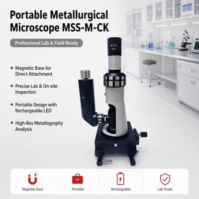China OEM Factory Magnetic Base Portable Metallographic Microscope Rechargeable LED for Large Workpiece Field MSS-M-CK for sale