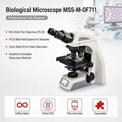 China Supplier Biological Microscope FN 22 22mm FOV Plan Achromatic for Hospital Medical Research CE MSS-M-OF711 for sale