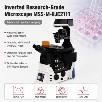 China OEM Factory Inverted Research Microscope DIC Phase Contrast for Live Cell Imaging Research CE MSS-M-OJC2111 for sale