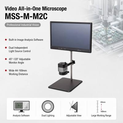 China Supplier Integrated Video Microscope Dual Lighting Independent Control 44-169mm Working Distance for Lab QC CE MSS-M-M2C for sale