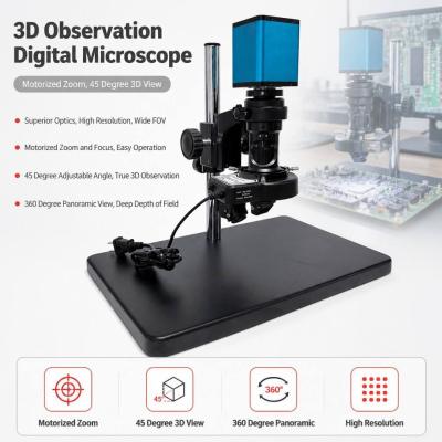 China Supplier 3D Digital Microscope Motorized Zoom Focus 45° Angle for Electronics Mechanical Inspection 360° MSS-M-3DGC for sale