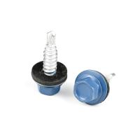 China 6.3x22 Hex Head Self Drilling Screw Stainless Steel Bi-Metal Roofing Stitch Screws in Blue for sale