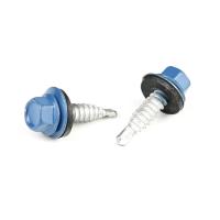 China 6.3x22 Hex Head Self Drilling Screw Stainless Steel Bi-Metal Roofing Stitch Screws in Blue for sale