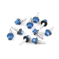 China 6.3x22 Hex Head Self Drilling Screw Stainless Steel Bi-Metal Roofing Stitch Screws in Blue for sale