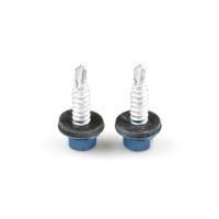 China 6.3x22 Hex Head Self Drilling Screw Stainless Steel Bi-Metal Roofing Stitch Screws in Blue for sale