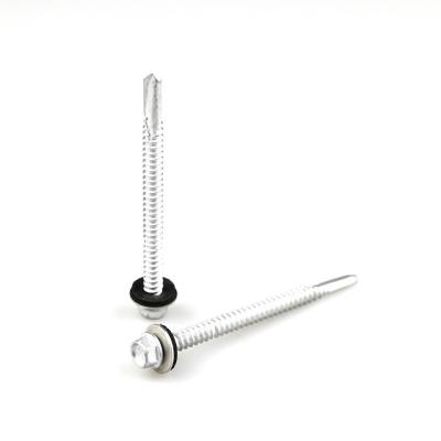 China GB Standard 12x75mm Hex Flange Stainless Steel Bi-Metal Self Drilling Screws with EPDM for sale