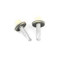 China Galvanized 25mm Yellow Hex Flange Head Self Drilling Screws for Door Wood Structure for sale