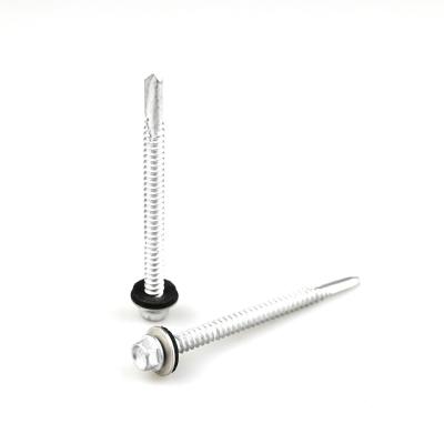 China 12 -14x75 Stainless Steel Self Drilling Roofing Screw Tek Bimetallic Screw With Washer for sale