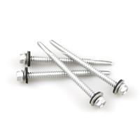 China Wafer Head Bimetal Stainless Steel Hex Flange Self Drilling Screw With Epdm Washer for sale