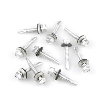 China 316 Stainless Steel Unitek Hex Head Roofing Bimetal Screws With Washer Plain Finish for sale