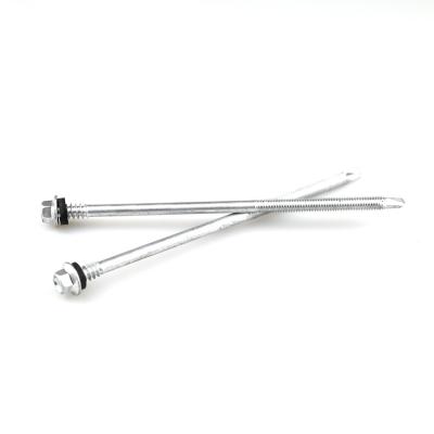 China Stainless Steel Bi Metal Hex Flange Head Sandwich Panel 140mm Length Drilling Screw For Sandwich Laminate for sale