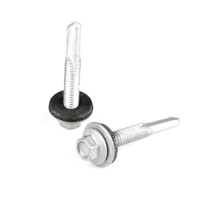 China 5.5x38 Custom Bi Metal Stainless Steel Roofing Screws Hex Flange Drilling Tail Screw for sale