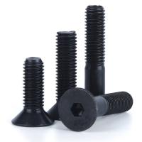 China Black Oxide Carbon Steel Flat Hex Socket Bolt Full Thread Grade10.9 DIN7991 Bolt Made for sale