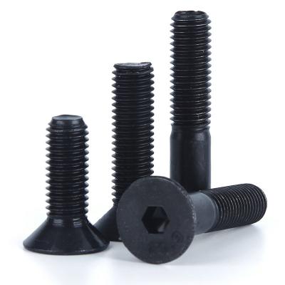 China Black Oxide Carbon Steel Flat Hex Socket Bolt Full Thread Grade10.9 DIN7991 Bolt Made for sale