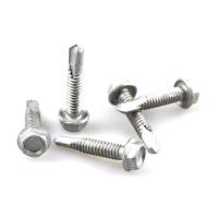 China Din7504k Indented Head Self Drilling Screw With Hex Flange Head Ruspert Coating For Window for sale