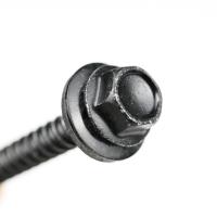 China Black Ruspert Coated Stainless Steel Hex Flange Head Drywall Screws With Epdm Washer for sale