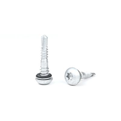China Double Threaded Torx Button Stainless Steel Self Drilling Metal Screw With EPDM Washer for sale