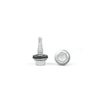 China Flat Head Stainless Steel Hex Flange Self Drilling Screw With EPDM Washer for Durable for sale