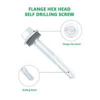 China Yellow Hex Flange Head Roofing Screw M5.5 X 38 Self Tapping Metal Screws Tek 5 Self-Drilling Screws For Roof for sale