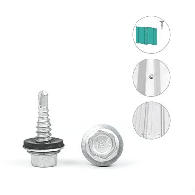 China 1/4x7/8'' Stainless Steel Zinc Alloy Coated Hex Flange Purlin Screws for Building Envelope System for sale