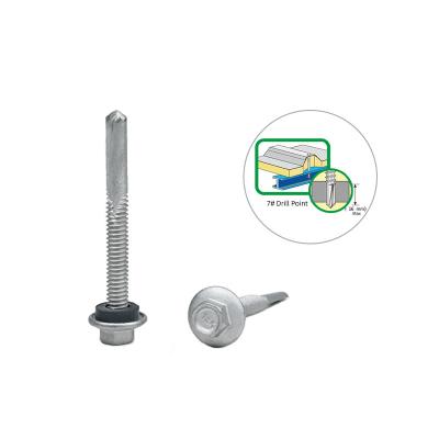 China Zinc Alloy Coated Hex Flange Head Self Drilling Screw Tek 7 For Installation 5.5x50 for sale