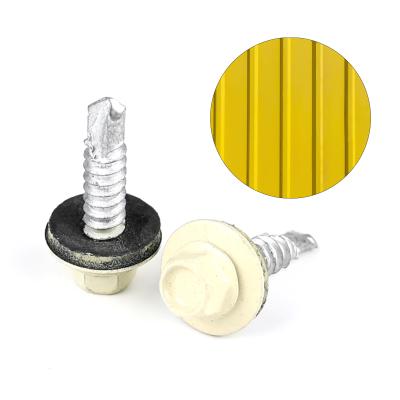 China 5.5x25 Zinc Alloy Coated HEX Head Self Drilling Screw With EPDM Washers Roofing Bimetal for sale