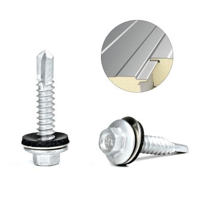 China 6.3x32 Fluorocarbon Baking Hex Washer Flange Metal Roof Screw with Hex Flange Head for sale