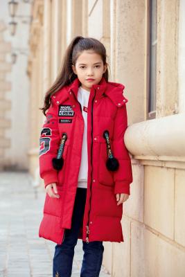 China Bilemi Long Hooded Outerwear Kids Down Jacket Winter Jacket For Girls for sale