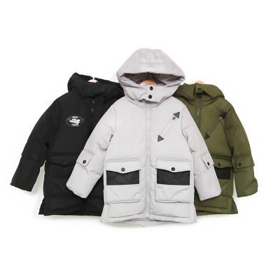 China Bilemi Boys Solid Long Hooded Fashion Duck Down Jacket Baby Snowsuit Kids Winter Coat for sale