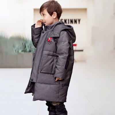 China Bilemi Camel Solid Color Boys Parkas Fashion Warm Long Down Jacket Kids Winter Coats for sale