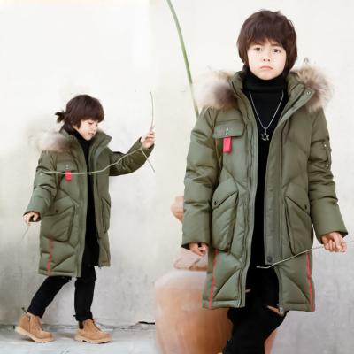China Childrens Boutique Clothing Hot Fashion Style Comfortable Hooded Boys Long Down Winter Jacket for sale