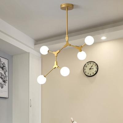 China Detachable Pole Glass Pendant Lamps G9 Milk Glass Chandelier Branch Type for sale