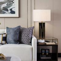 China Fabric Lampshade Household Modern Table Lamp Black Gold E26 E27 Rustproof for sale