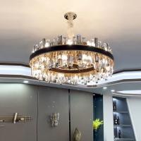 China E14 Luxury Modern Crystal Chandeliers Rustproof Leather Decoration Black Pendant Light for sale