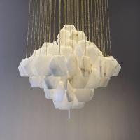 China Hexagonal Shape Marble Ceiling Light White Modern Pendant Light 3000K for sale