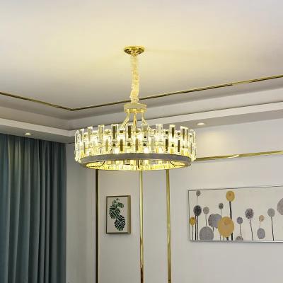 China Round Modern LED Smoke Grey Crystal Chandelier E14 Electroplated Thickened Ceiling Plate for sale